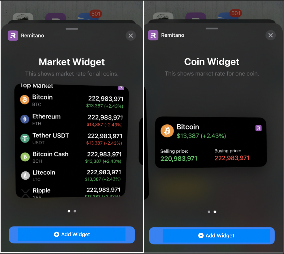Remitano Widget - Useful tool to help update crypto prices quickly